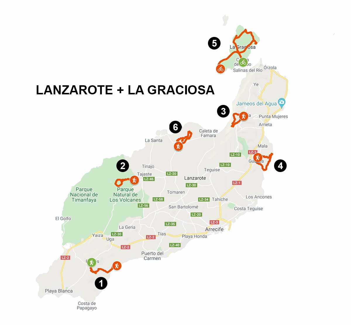 Trekking Lanzarote y Bici La Graciosa - 6 rutas en 1 semana